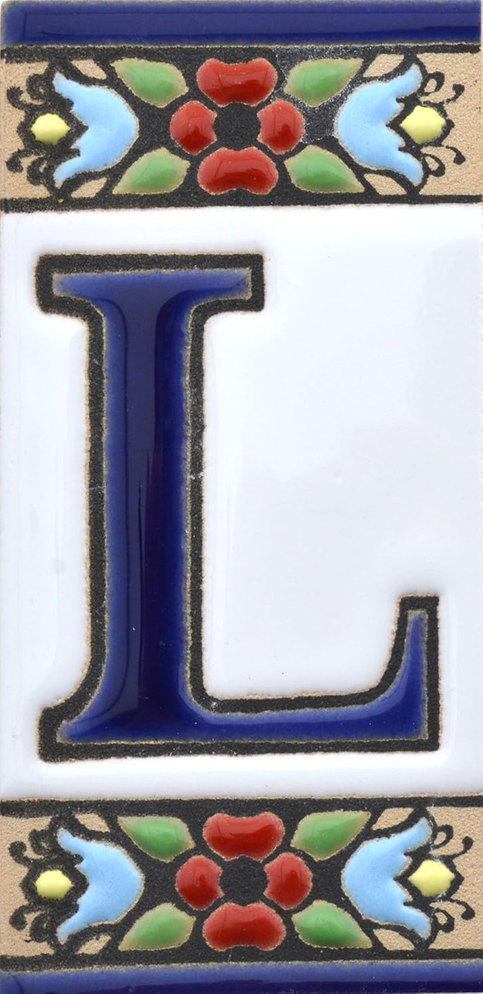 HOUSE LETTERS 3 INCH. “L” HAND PAINTED TILES - FOR ADRESSES, NAMES, NU ...