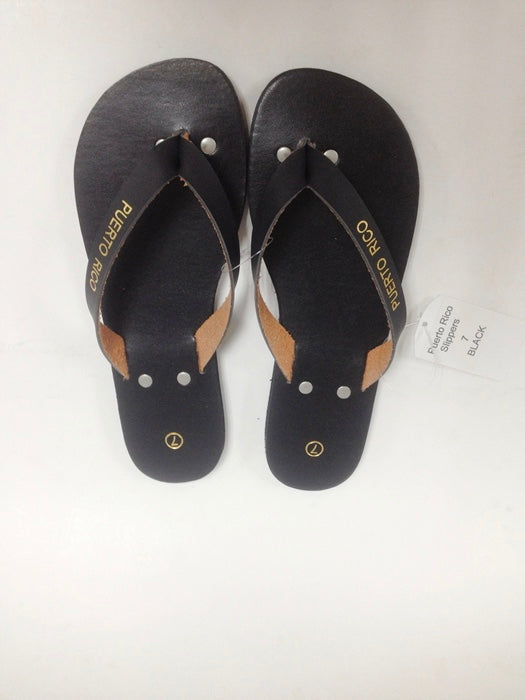 Chancleta de Puerto Rico en cuero - Negro – Dream Team Collectibles